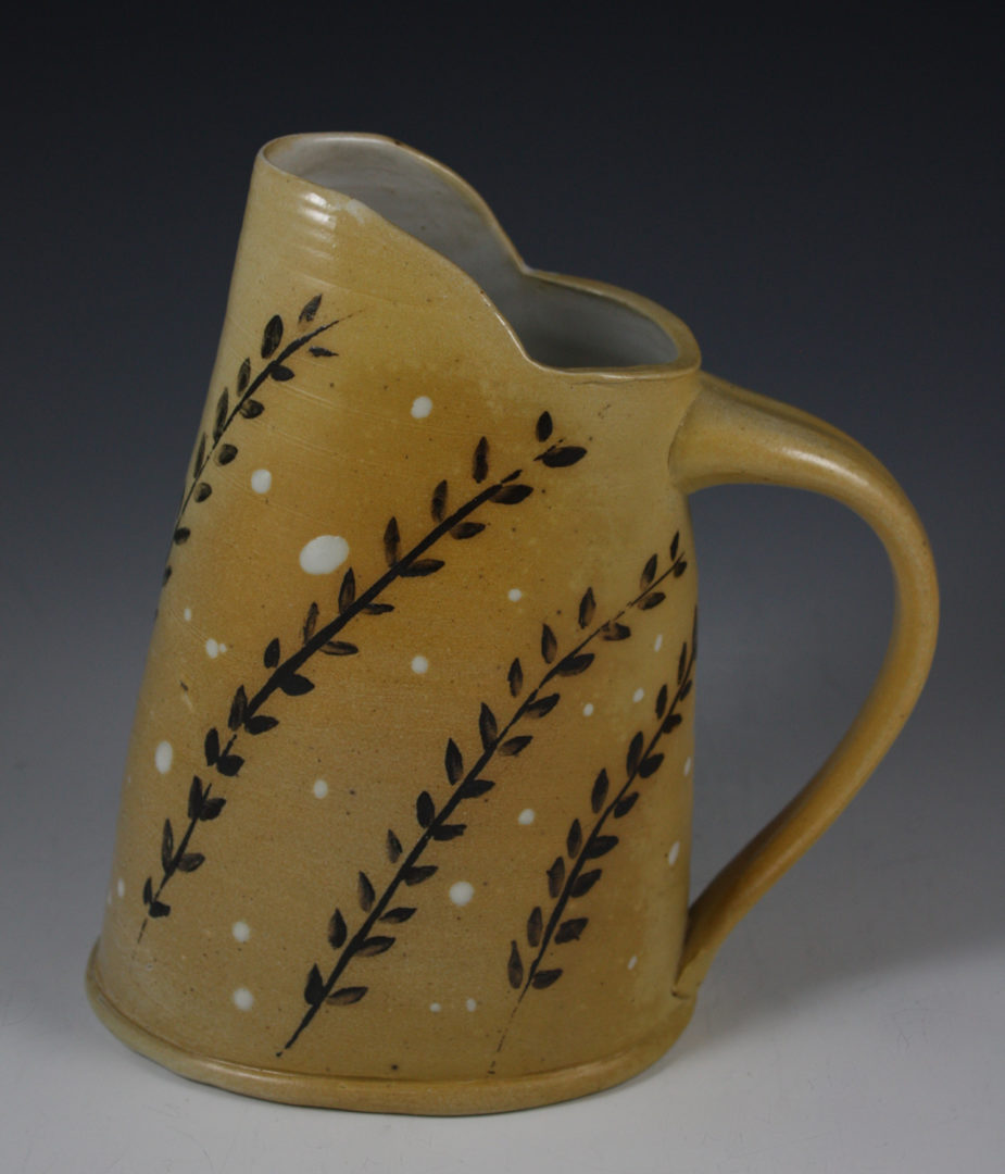 Cut-a-way Oval Pitcher with Wheat Design - Salt-glazed Ceramic, in ...