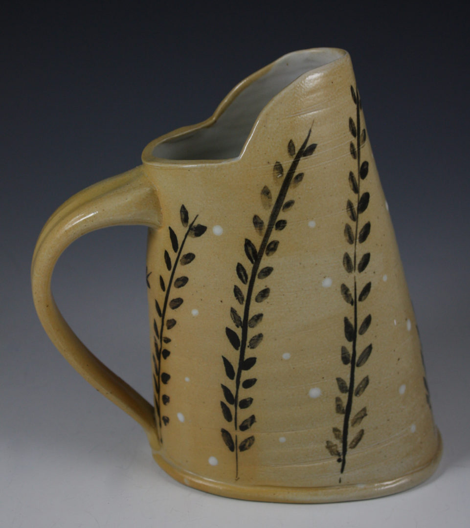 Cut-a-way Oval Pitcher with Wheat Design - Salt-glazed Ceramic, in ...