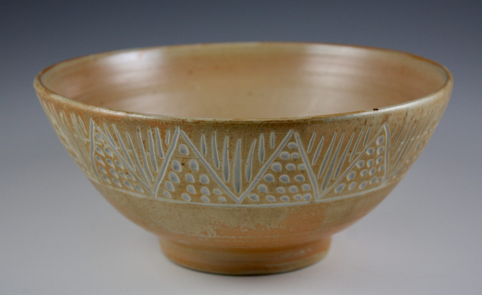 Bowl carved rim turquoise matte glaze hand made salt fired rustic gold ...