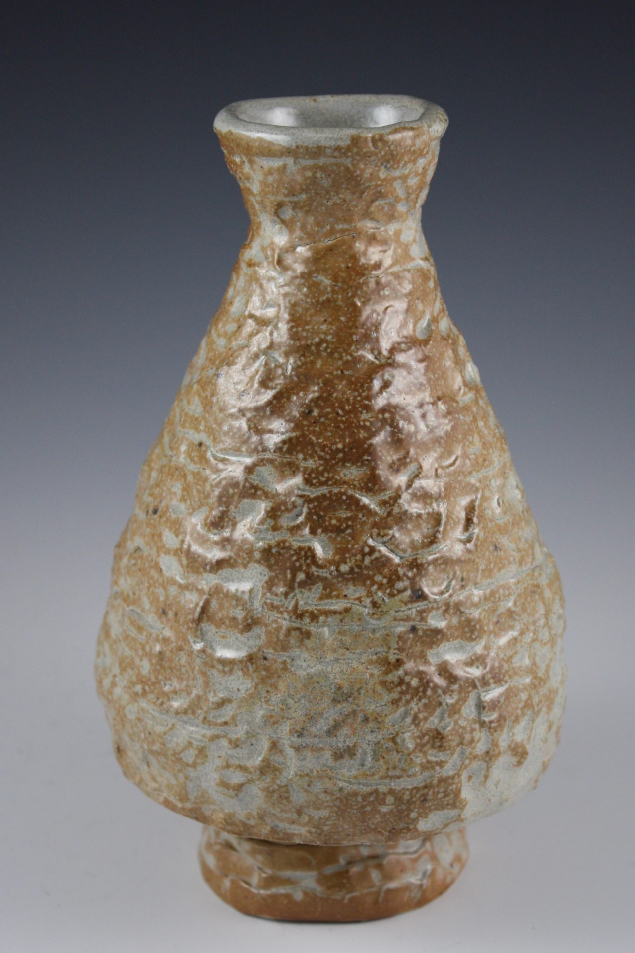 funky hand built vase coil pot pottery ceramic clay salt glaze butter ...